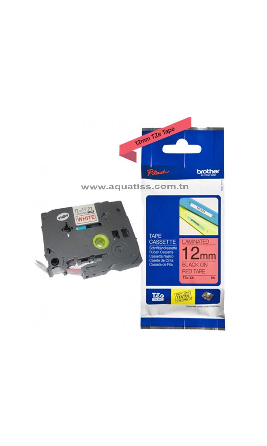 Cassette à Ruban BROTHER TZ232 12mm Rouge/blanc | Aquatiss Tunisie